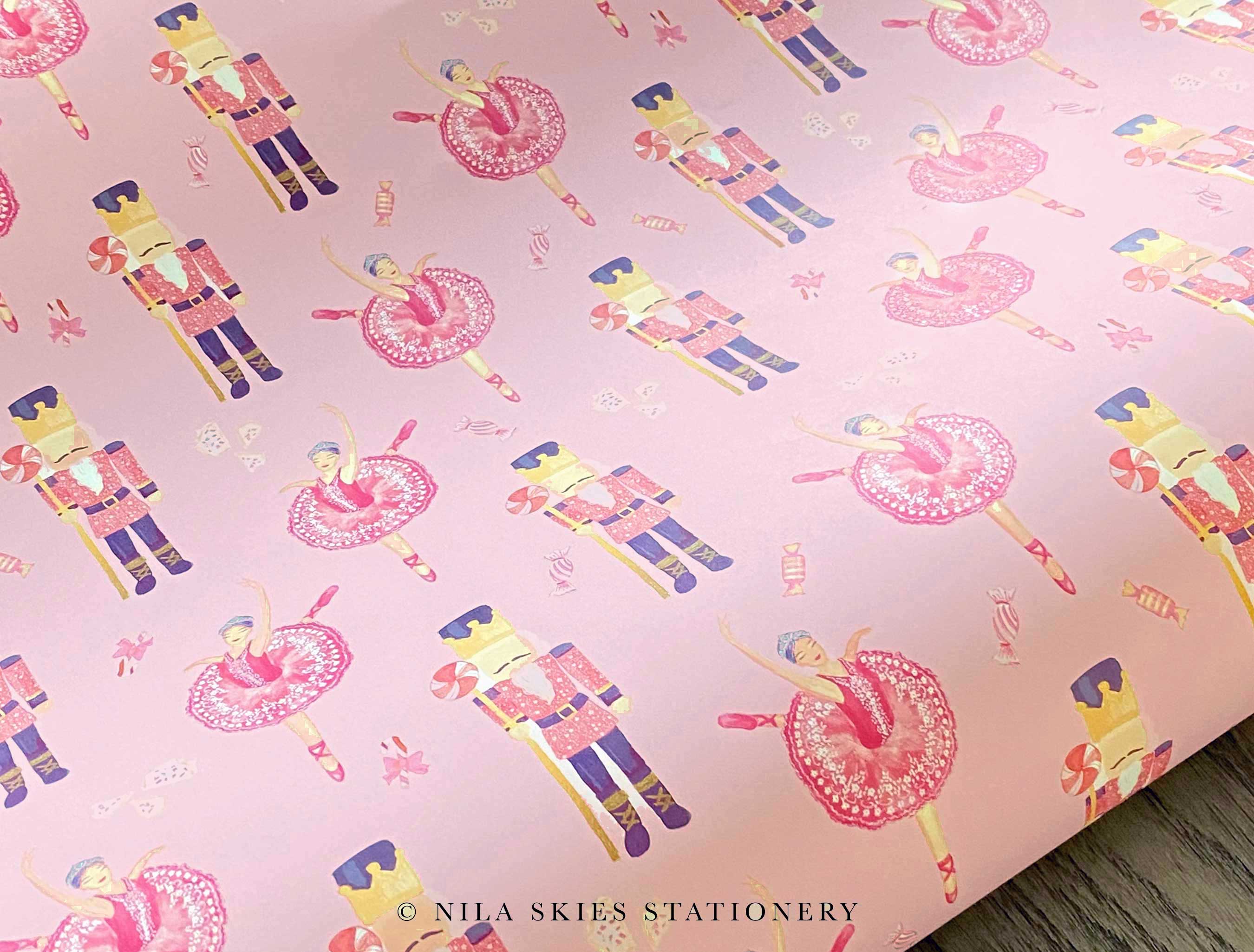 Pink Nutcracker Wrapping Paper Sheet – Nila Skies Stationery
